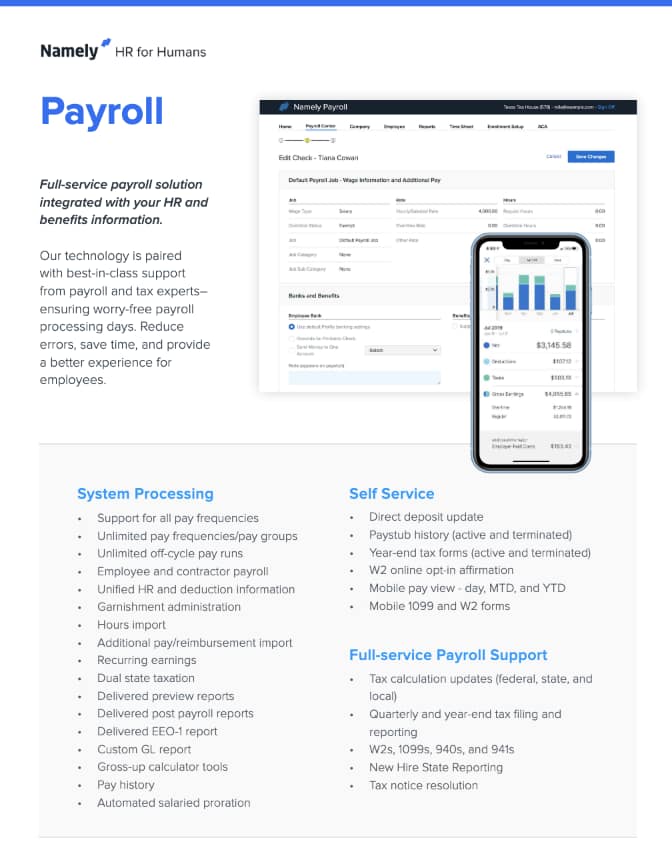 Namely's Payroll System - Namely
